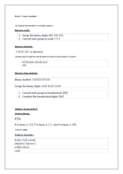 Block Import Question Block Import Question Type Of Conversion In Number System