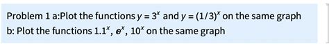 Solved Problem 1 A Plot The Functions Y 3x And Y 1 3 X On Chegg Com