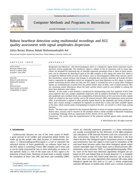 pdf robust heartbeat detection using multimodal recordings and ecg