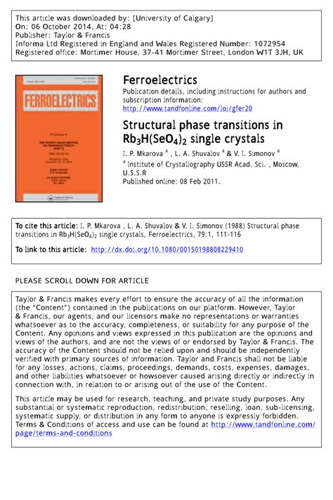 Pdf Structural Phase Transitions In Rb3h Seo4 2 Single Crystals