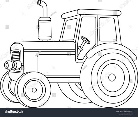 Tractor Transportation Vehicle Outline Coloring Page Stock Vector