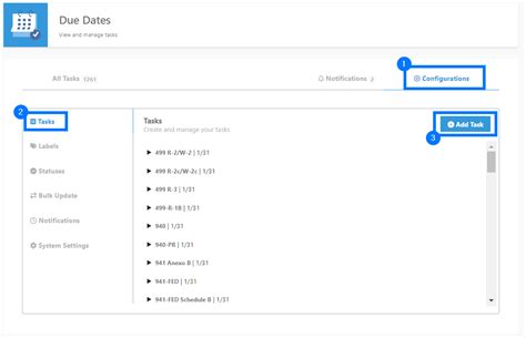 Due Dates Configuration Expert Tax