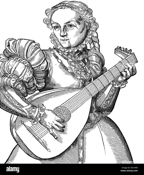 Music Instruments Plucked Instrument Lute Lutenist Woodcut 16th