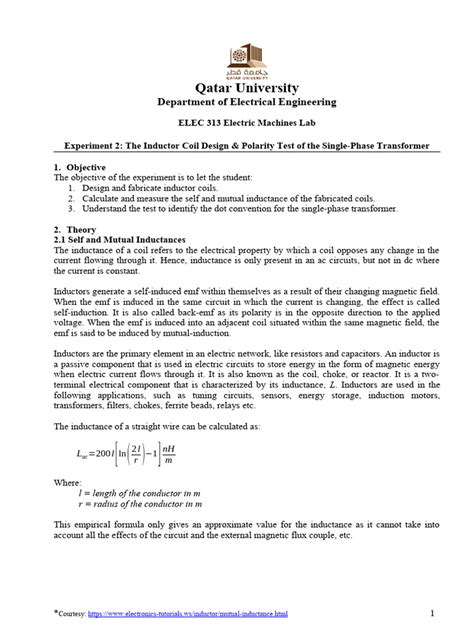 Elec313 Lab 2 Pdf Inductor Inductance