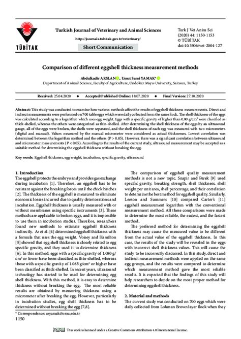 Pdf Comparison Of Different Eggshell Thickness Measurement Methods