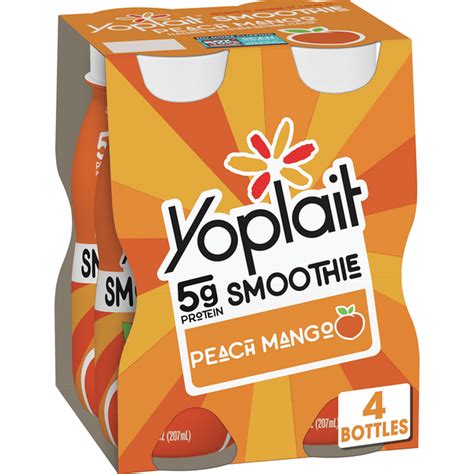 Yoplait Lowfat Yogurt Smoothie Peach Mango 4 Count 28 Fl Oz