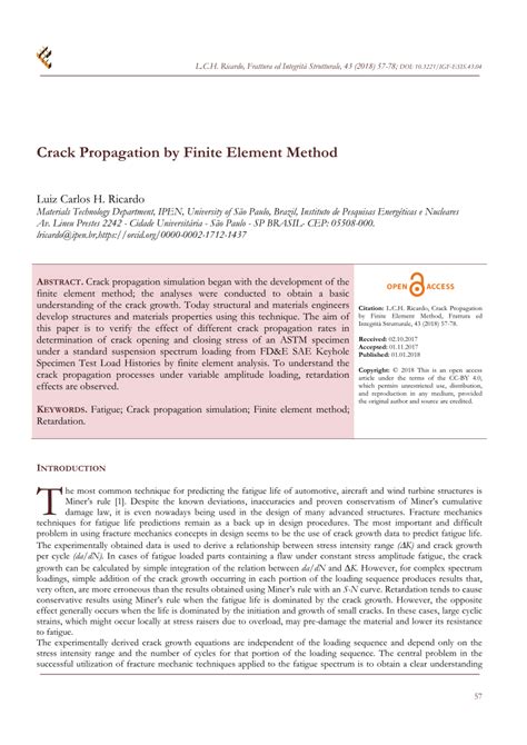 PDF Crack Propagation By Finite Element Method