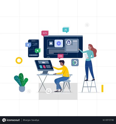 Young Man And Woman Web Development Animation Free Download User