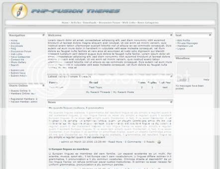 Free Php Fusion Ajax Bleu Web Theme Template