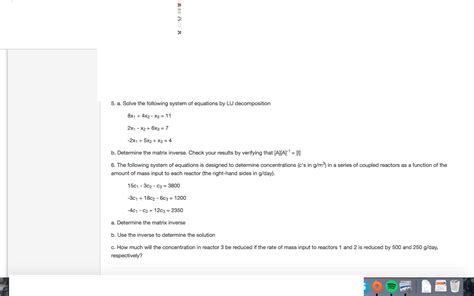 Solved Solve The Following System Equations By Lu