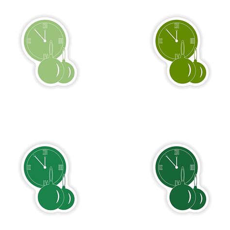 흰색 배경 클록 벡터에 종이 스티커 세트 Ai Eps Uidownload
