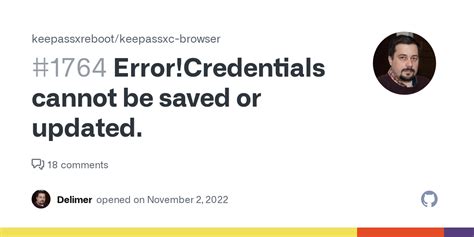 Errorcredentials Cannot Be Saved Or Updated · Issue 1764