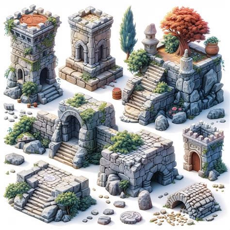 Premium Photo Fantasy Stonemason Games Assets Building And Environment Sprite Sheet