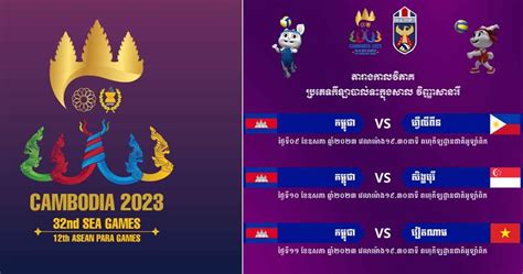 តារាងបែងចែកក្រុម និងកាលវិភាគរបស់ក្រុមជម្រើសជាតិកម្ពុជា ប្រភេទកីឡាបាល់ទះក្នុងសាល វិញ្ញាសានារី