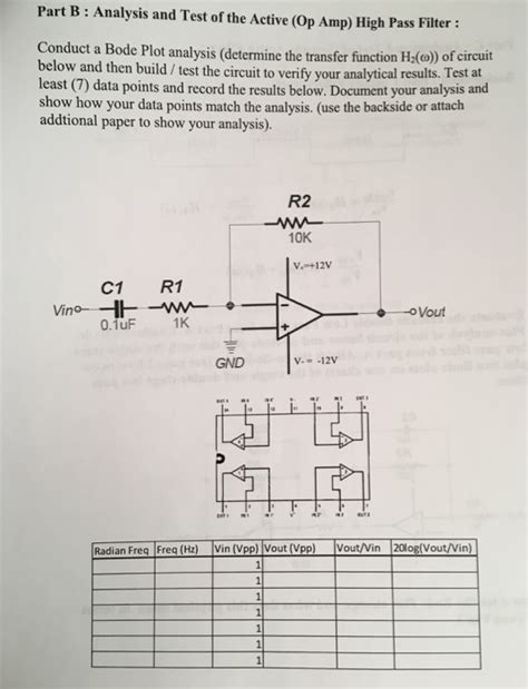 Solved Part B Analysis And Test Of The Active Op Amp High