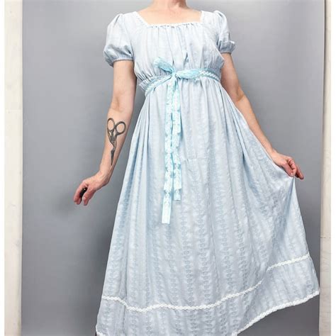 Light Blue Empire Waist Dress Etsy