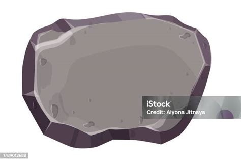 돌 메뉴 패널 흰색 배경에 고립 된 만화 스타일의 질감에 바위 프레임 빈 플레이트 인터페이스 템플릿 벡터 일러스트 레이 션 0명에 대한 스톡 벡터 아트 및 기타 이미지