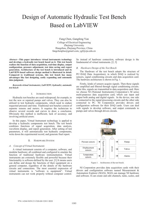 Pdf Design Of Automatic Hydraulic Test Bench Based On Labview