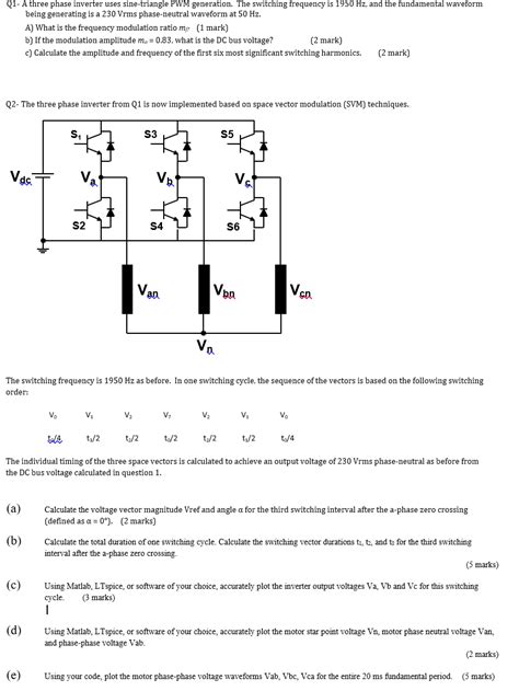 Solved A Three Phase Inverter Uses Sine Triangle Pwm
