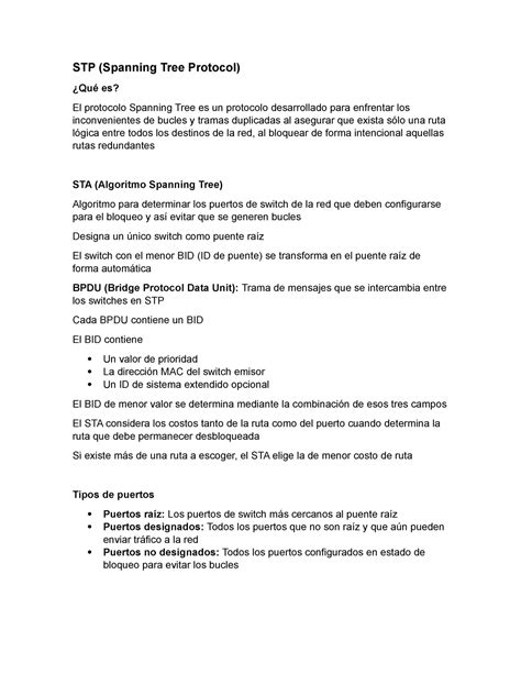 Stp Resumen Protocolo Spanning Tree Stp Spanning Tree Protocol ¿qué Es El Protocolo