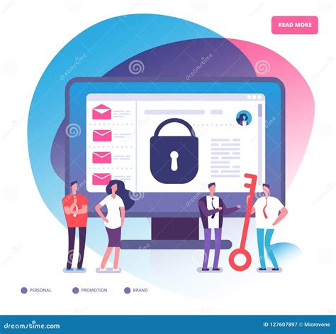 Email Encryption Internet Data Protection Business Assets Security System Stock Vector