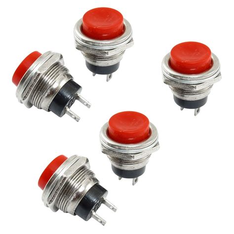 FILN Red Push Button Switch Screw Terminals Momentary