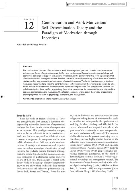 Pdf Compensation And Work Motivation Self Determination Theory And The Paradigm Of Motivation