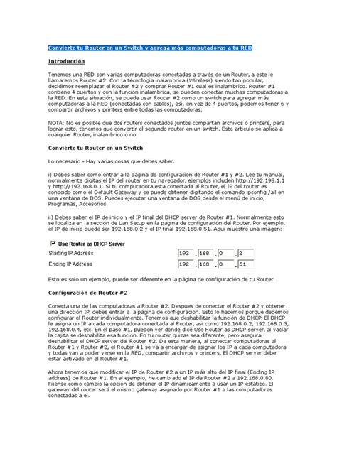 Convertir Router En Switch Pdf Enrutador Computación Dirección Ip