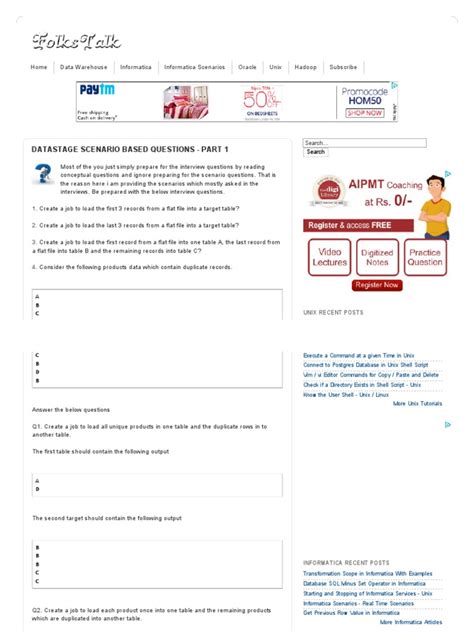 Datastage Scenario Based Questions Pdf Pdf Information Technology