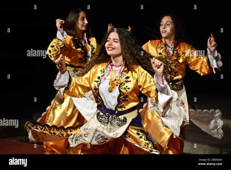 Albanian Folk Dancers With Traditional Costumes Celebrating Ramadan In