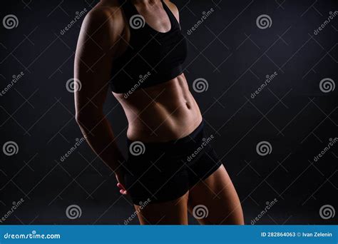 Fitness Woman Showing Abs And Flat Belly Isolated Athletic Female