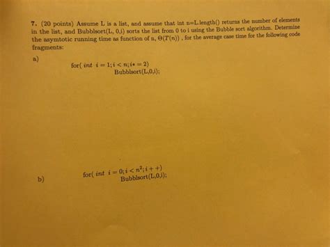 Solved 7 20 Points Assume L Is A List And Assume That