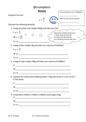 Gcse Physics Density Calculations Teaching Resources