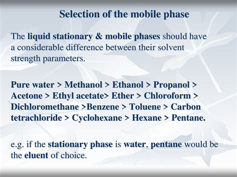 Mobile Phase Selection In Normal Phase Chromatography At Gail Ervin Blog
