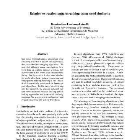Relation Extraction Pattern Ranking Using Word Similarity Acl Anthology