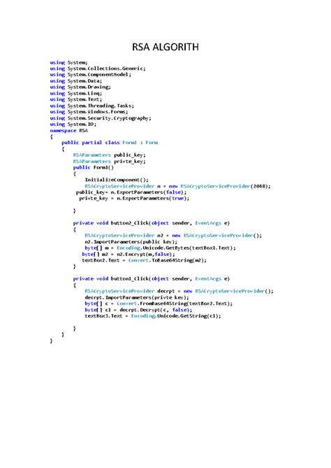 Rsa Rsa Algorithm Rsa Algorith Using System Using System