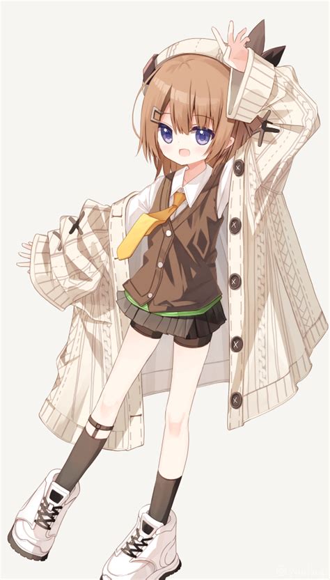 Safebooru 1girl D Arm Up Bangs Bike Shorts Black Shorts Black Skirt
