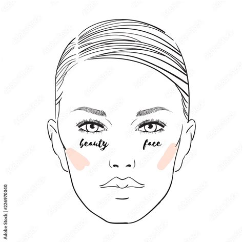 Beautiful Woman Face With Nude Make Up Hand Drawn Vector Illustration
