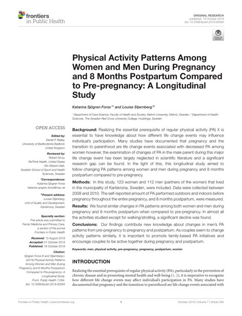 Pdf Physical Activity Patterns Among Women And Men During Pregnancy
