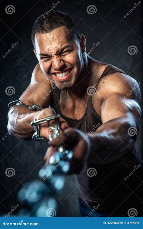Man Pulling The Chain Stock Photo Image Of Chain Body 32236690