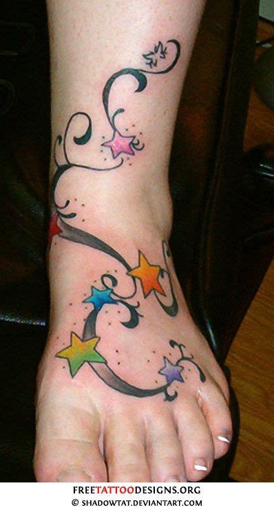 Foot Tattoo With Stars And Swirls Ankle Star Tattoos For Women Stars