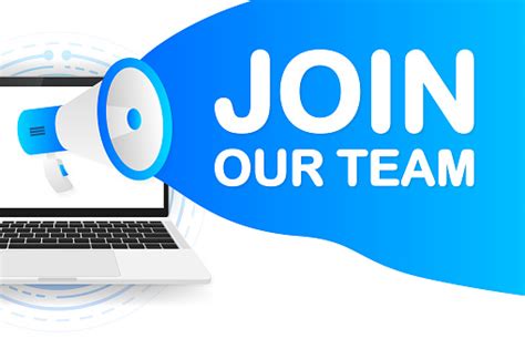 팀 배너 템플릿에 참여하세요 메가폰을 사용한 마케팅 전단지 소매 프로모션 및 공지를 위한 템플릿입니다 벡터 그림입니다 사람 구함