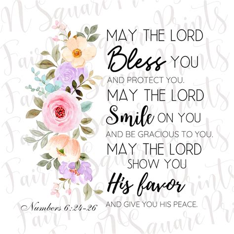 May The Lord Bless You Numbers 624 26 Flowers Png File For