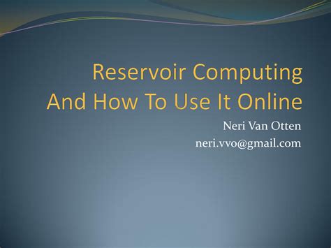 Reservoir Computing Adaptive Online Machine Learning And Neural