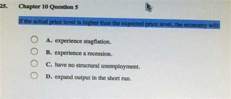 Solved If The Actual Price Level Is Higher Than The Expected