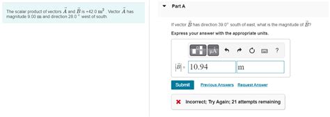 Solved The Scalar Product Of Vectors A And B Is M Chegg