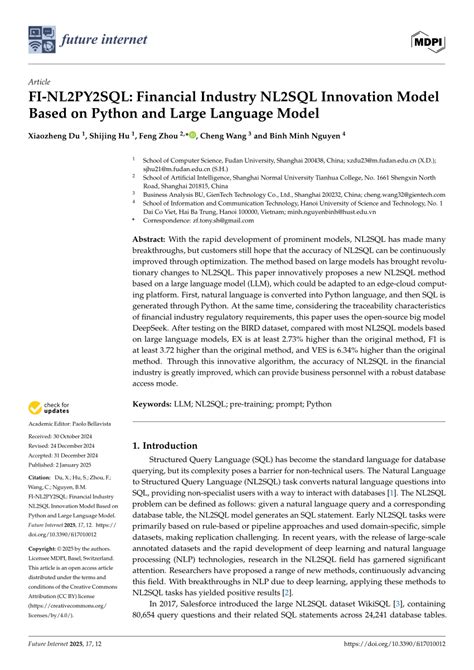 Pdf Fi Nl2py2sql Financial Industry Nl2sql Innovation Model Based On