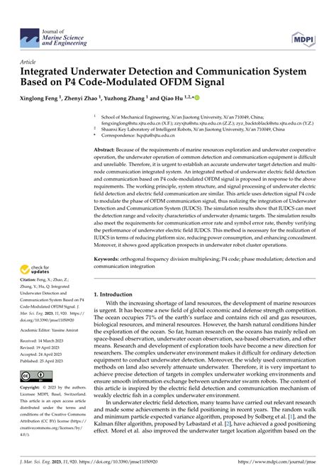 Pdf Integrated Underwater Detection And Communication System Based On P4 Code Modulated Ofdm