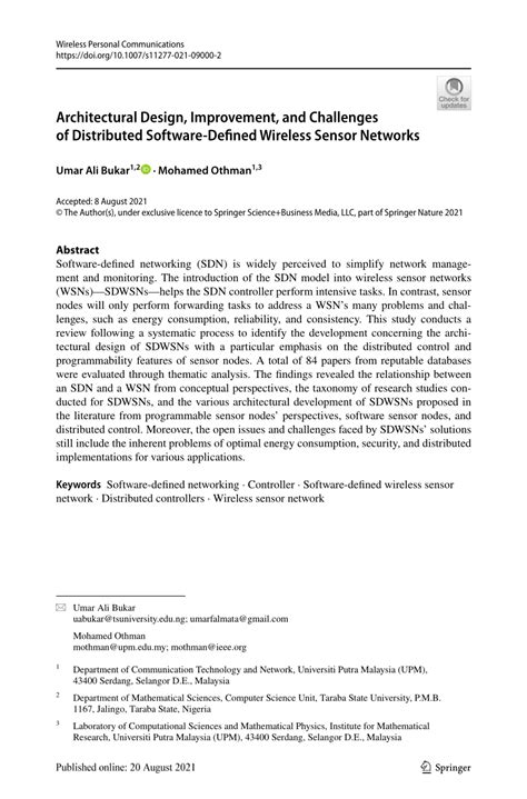 Pdf Architectural Design Improvement And Challenges Of Distributed Software Defined Wireless