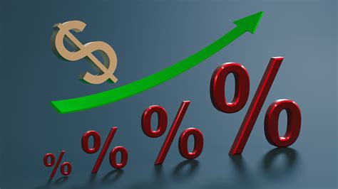 금박 달러 기호 상승 퍼센트 기호 및 회색 배경에 녹색 위쪽 화살표 3d 렌더링 금융 개념 0명에 대한 스톡 사진 및 기타 이미지 Istock